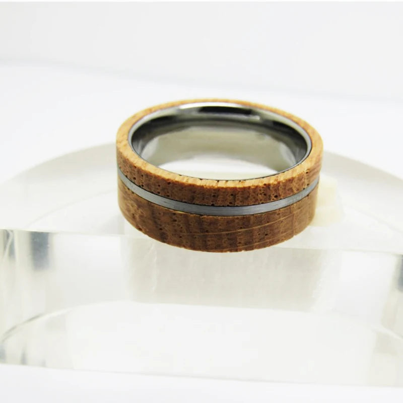 Shiny Silver Color Tungsten With Wood Ring – RealTungsten